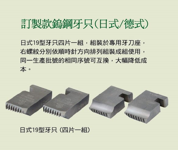 Insert Carbide Teeth Chaser 19 Type for Thread Dies (Japan Type)